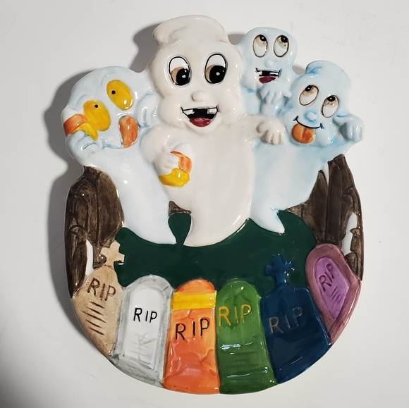Vintage | Holiday | Vintage Halloween Dish Ghosts Graveyards Plate Cute ...